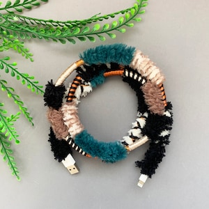 Fuzzy Charger Cable / Faux Fur Wrapped Lightning Cable / Multicolor ...
