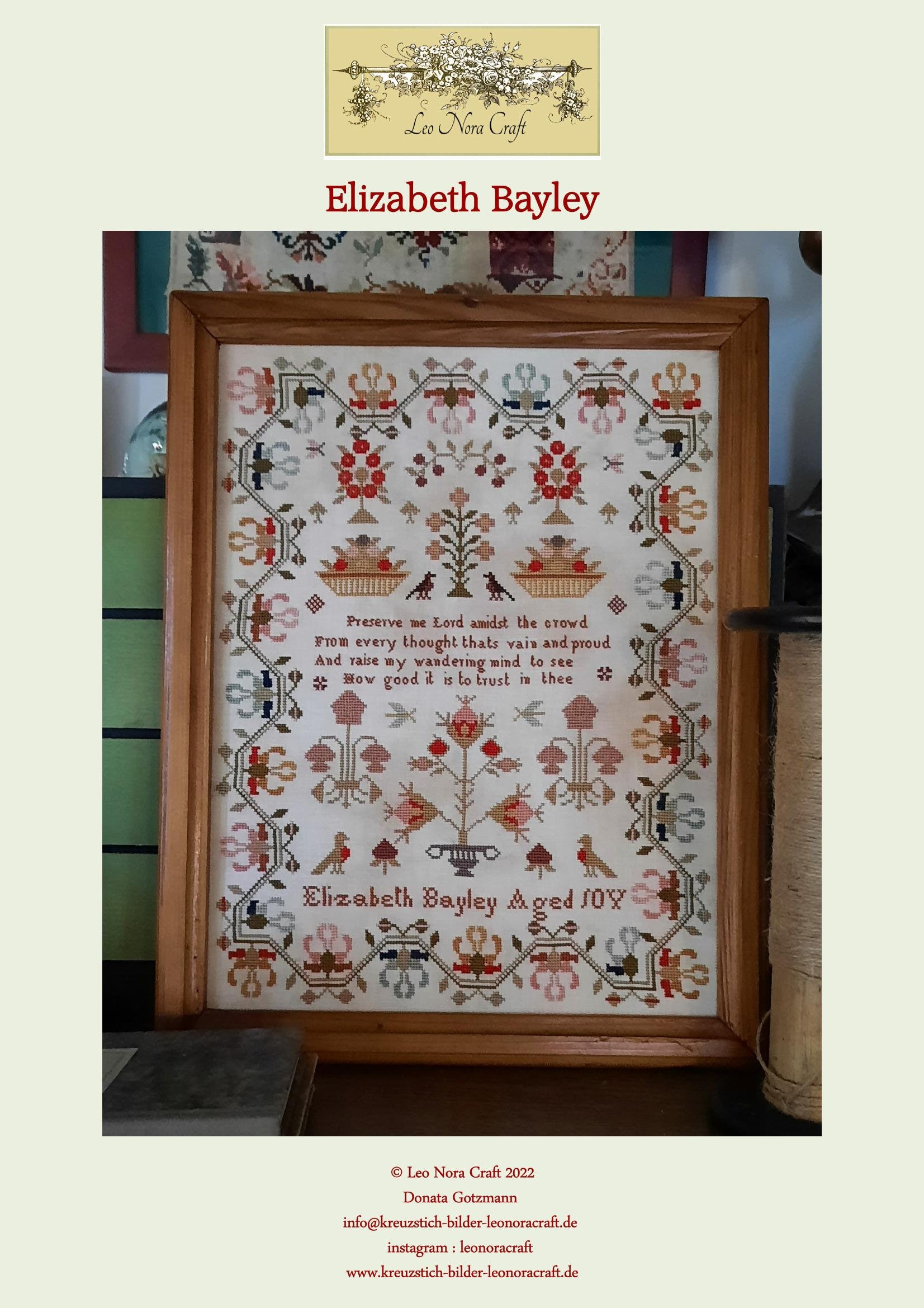 Elizabeth Bayley - the Cross Stitch Pattern in PDF - Format - Instant ...