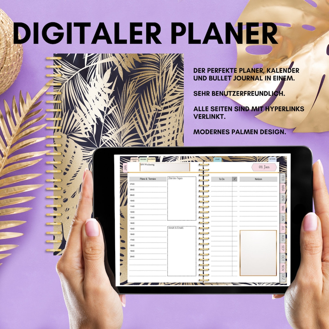 Digital Planner German, Palm Design, Digital, Calendar, Daily Planner ...