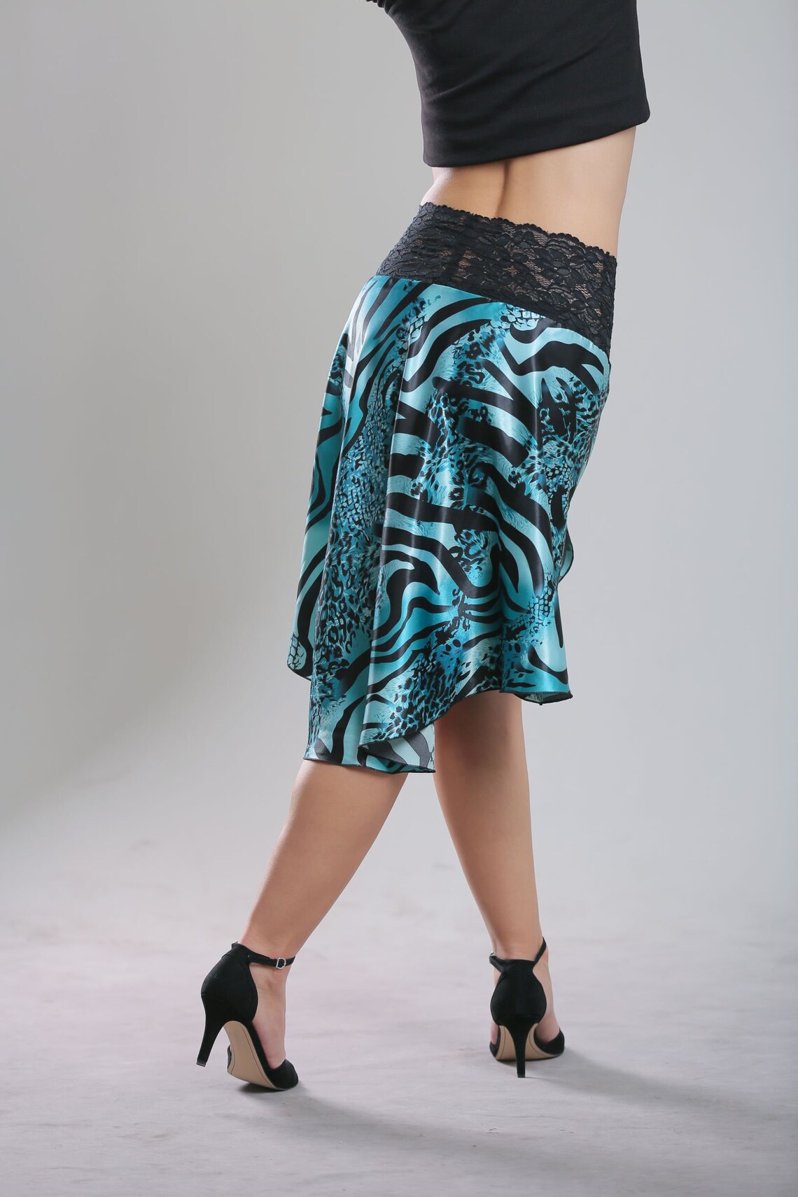 Satin Skirt Tango Skirt Blue Turquoise Dance Skirt Satin - Etsy