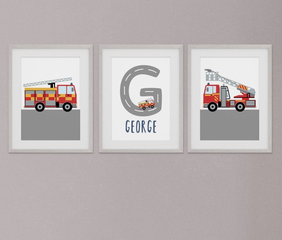 Fire Engine Prints Fire Truck Prints Fire Engine Nursery | Etsy