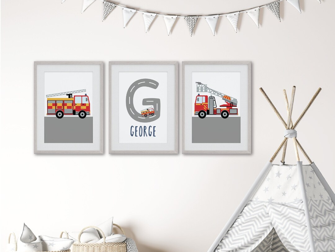 Fire Engine Prints | Fire Truck Prints | Fire Engine Nursery Prints ...