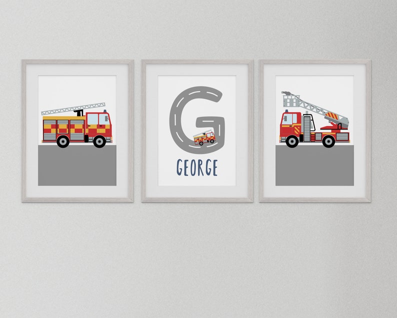 Fire Engine Prints Fire Truck Prints Fire Engine Nursery - Etsy UK
