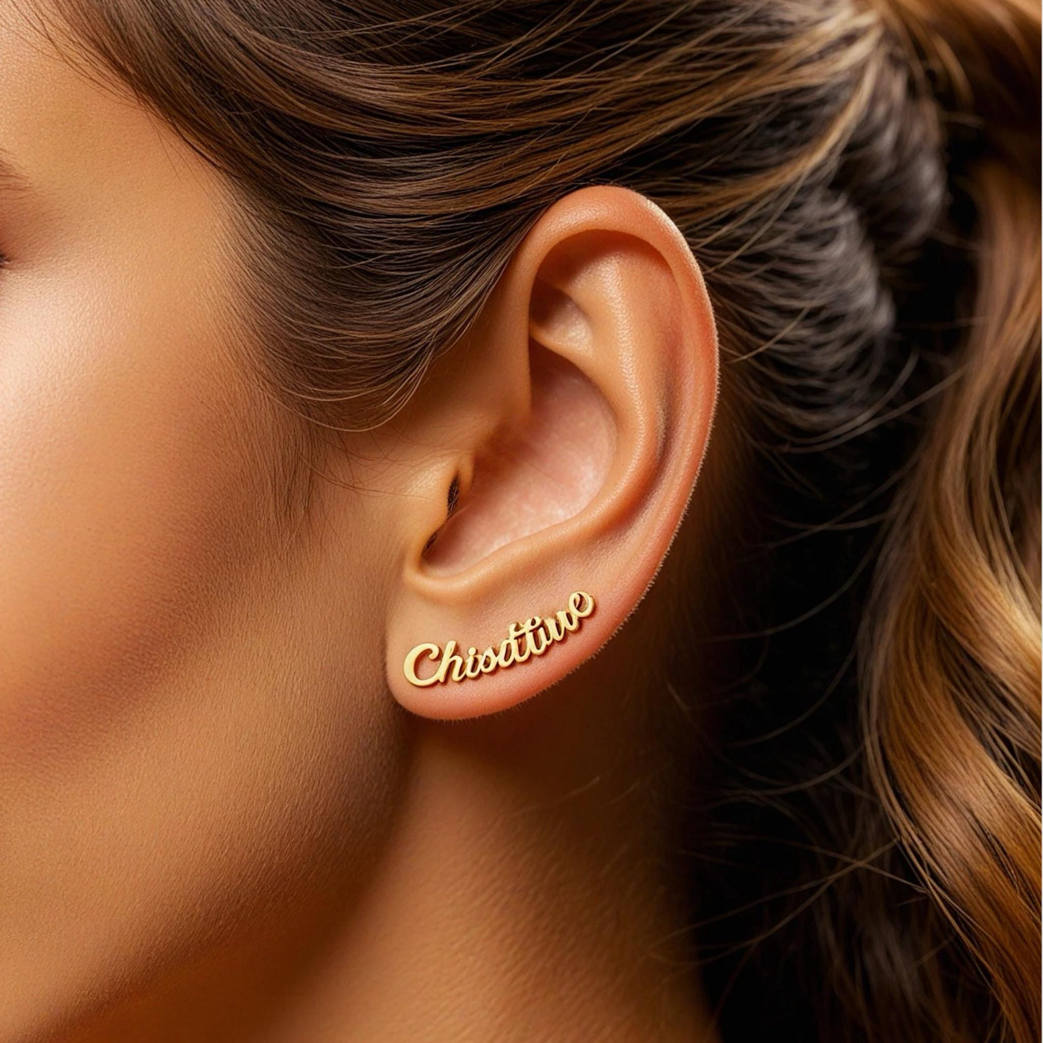 Custom Name Earrings, Personalised Stud Earrings. Nameplate Earrings ...