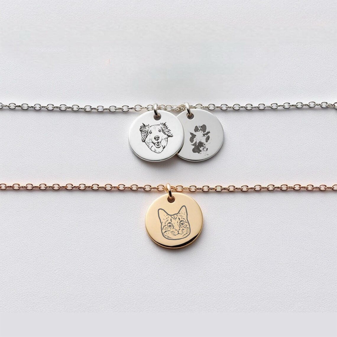Own Pet Portrait Necklace Custom, Pet Photo Necklace, Personalised Paw ...