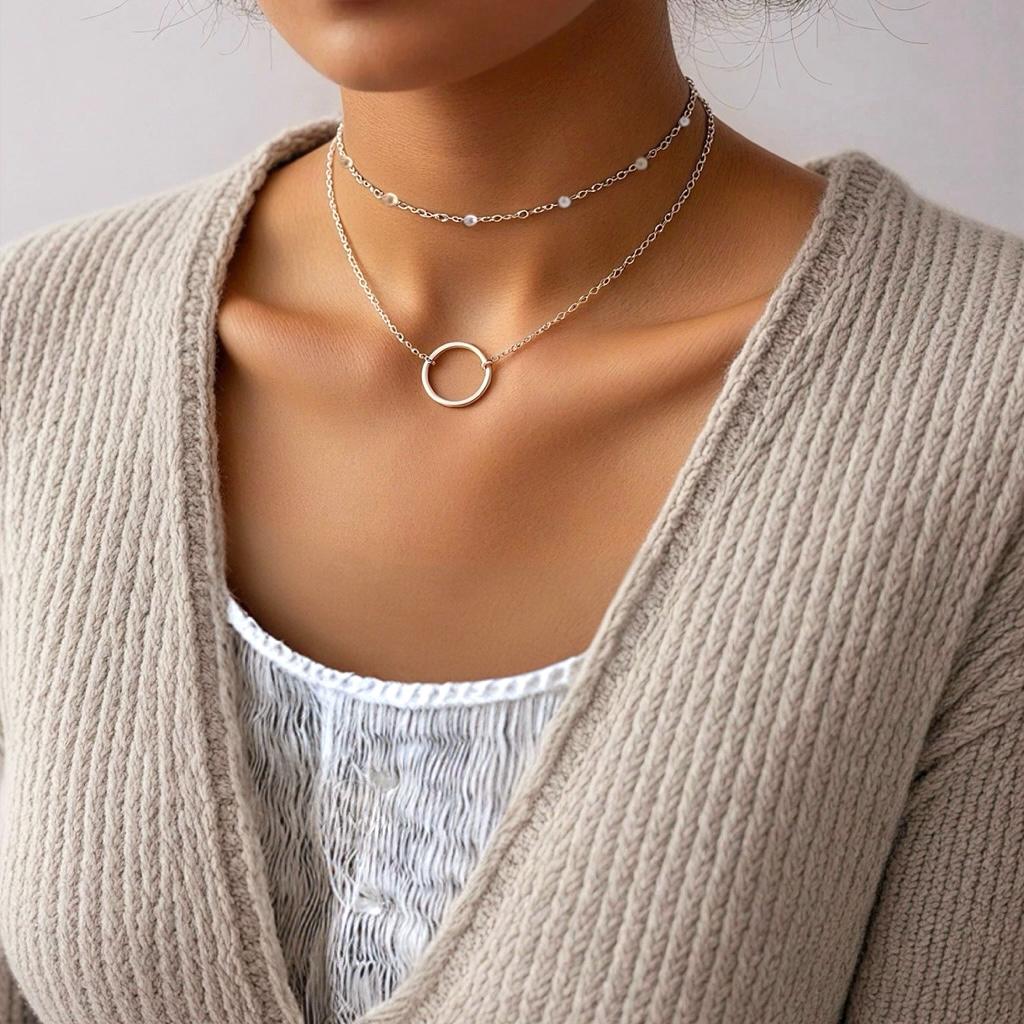 Double Layer Short Necklace, Multi Layer Necklace, Two Layer Choker ...