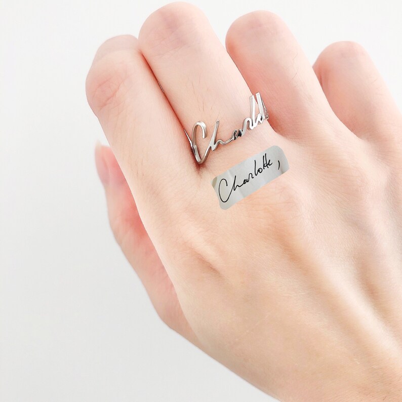 Handwriting Ring Handwritten Name Ring Signature Ring - Etsy
