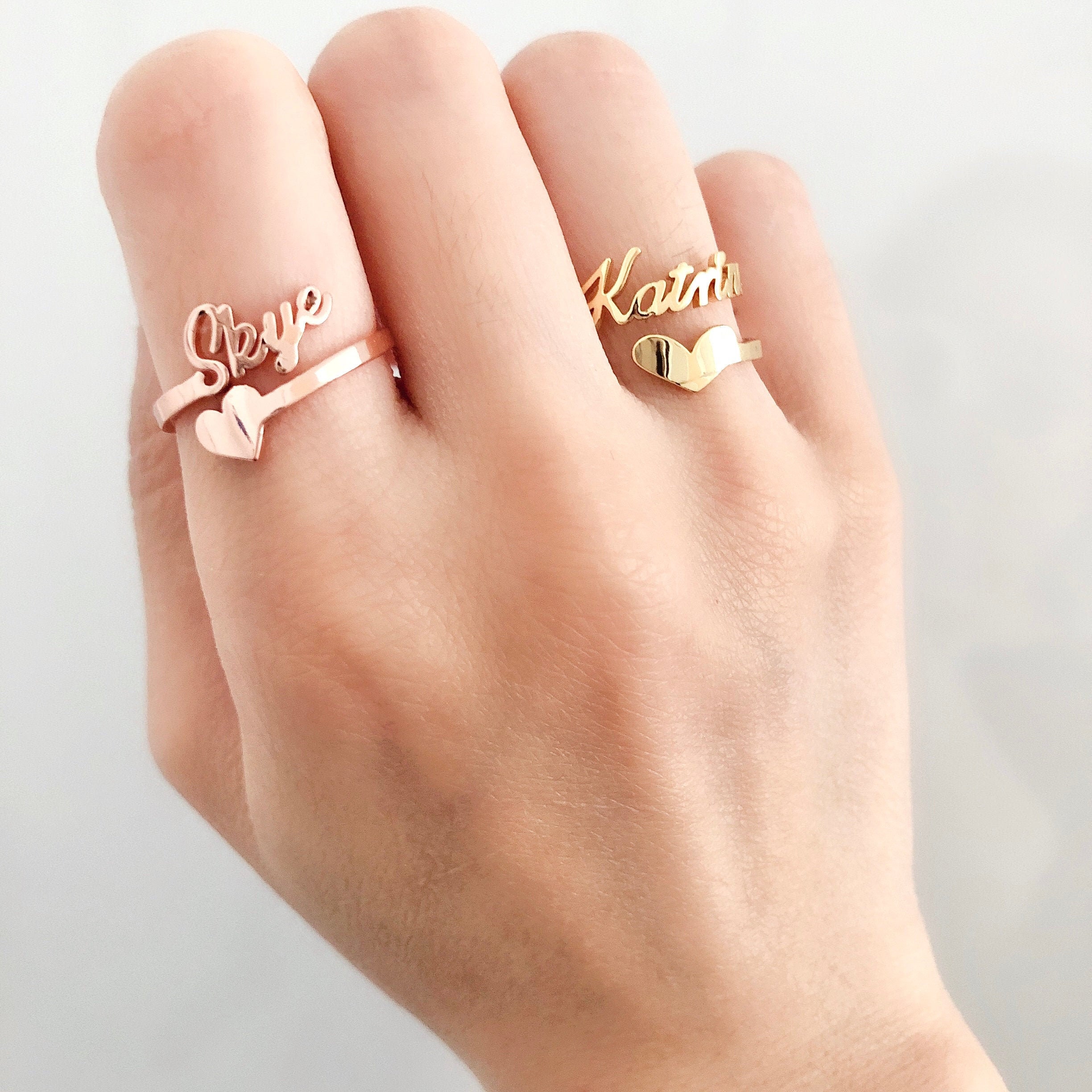 Name Ring in Gold Silver Rose Gold Personalised Adjustable | Etsy