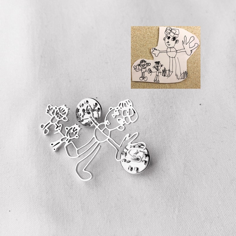 Kids Drawing Brooch Handwriting Brooch Personalized Logo - Etsy UK