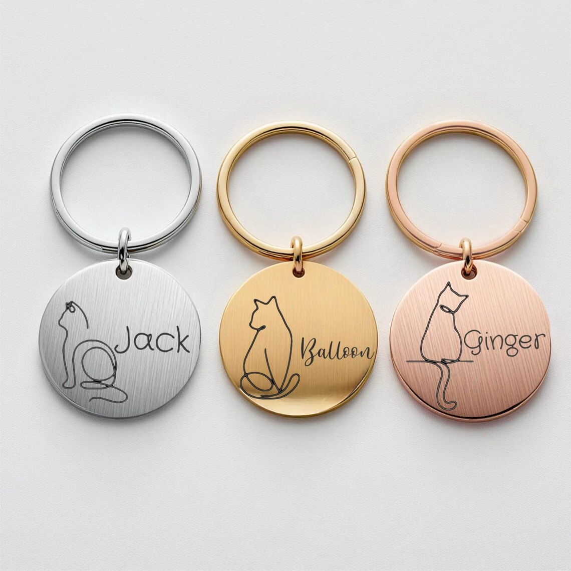 Cat Line ID Tag, Custom Cat Tag, Personalised Round Tag, Custom Pet ...