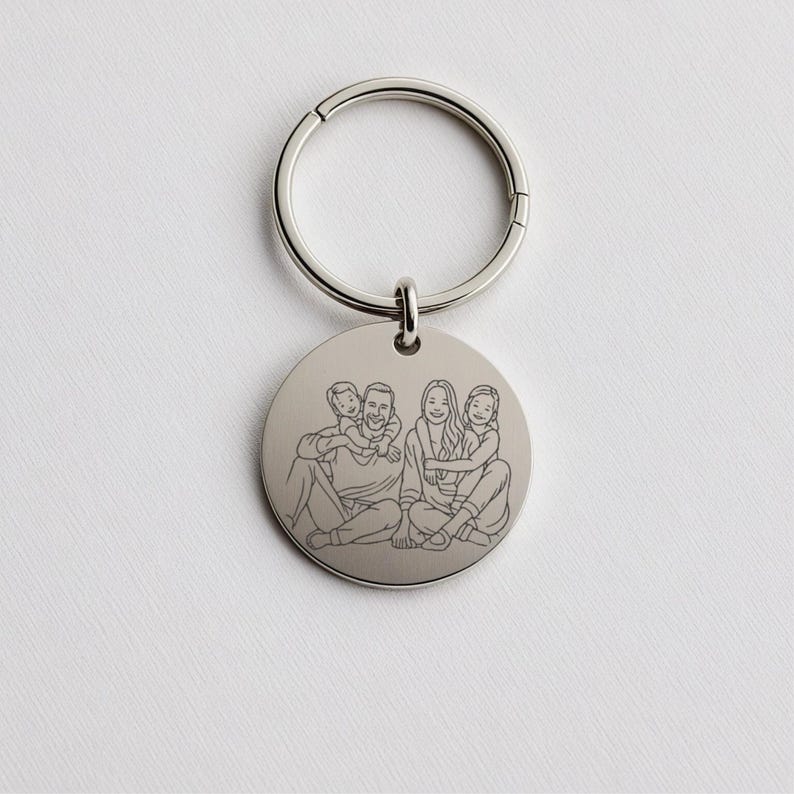 Cartoon Picture Keyring, Hand Drawn Photo Keychain, Custom Portrait ...