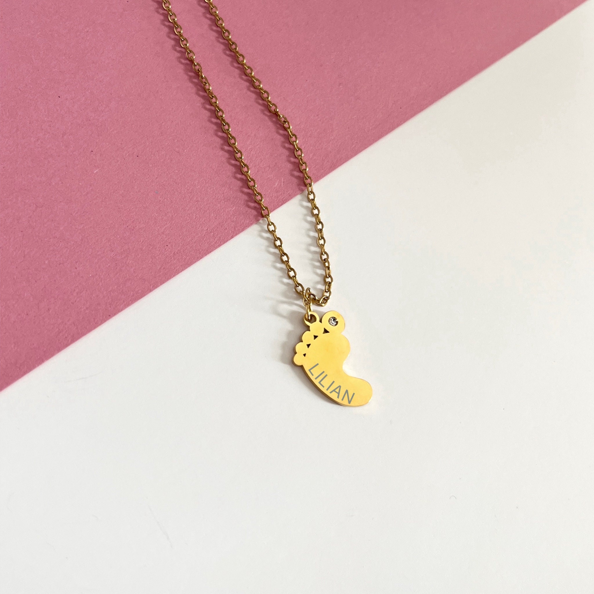Custom Baby Feet Necklace, New Mother Necklace, Baby Name Necklace ...