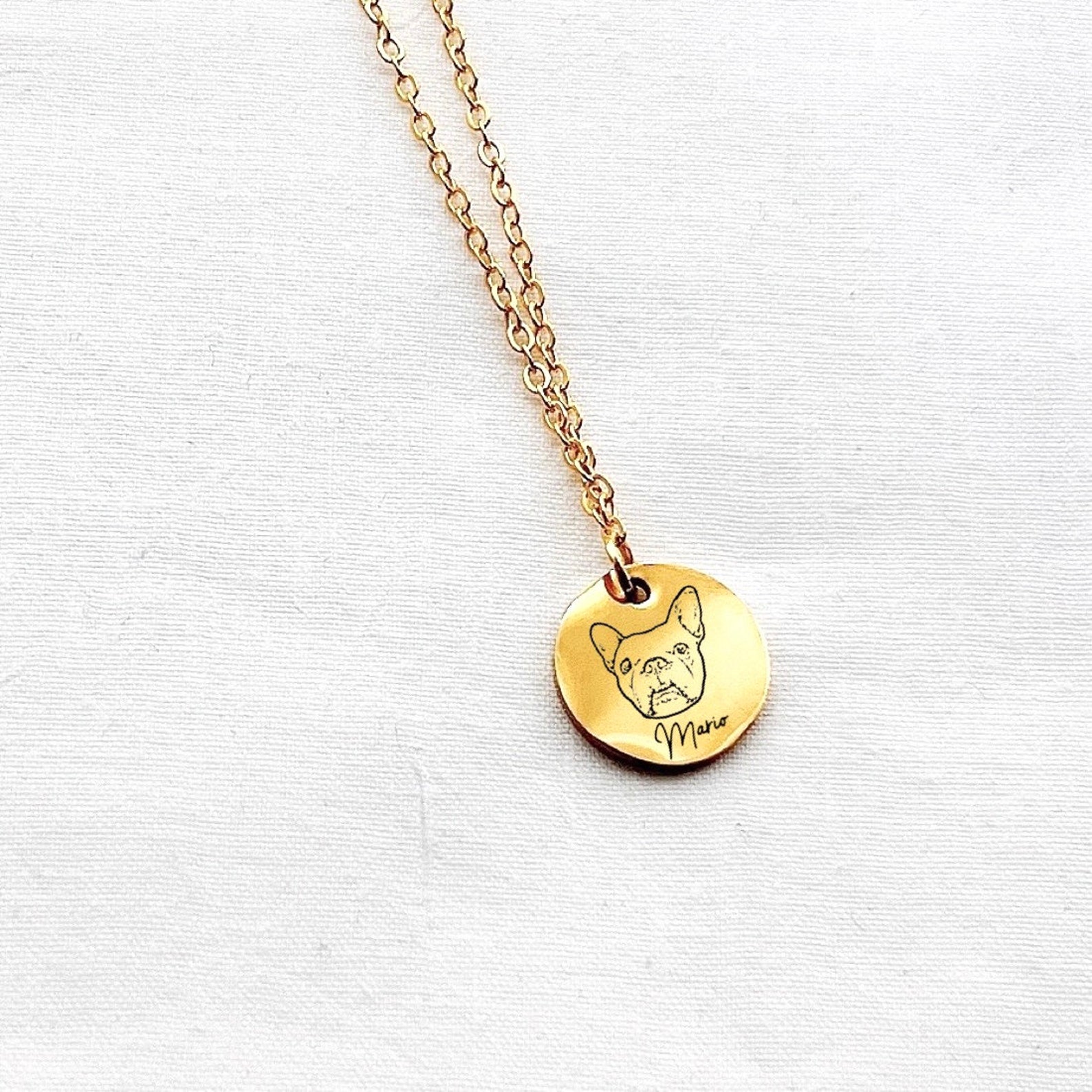 Custom Pet Portrait Necklace, Engraved Pet Photo Necklace, Personalised ...