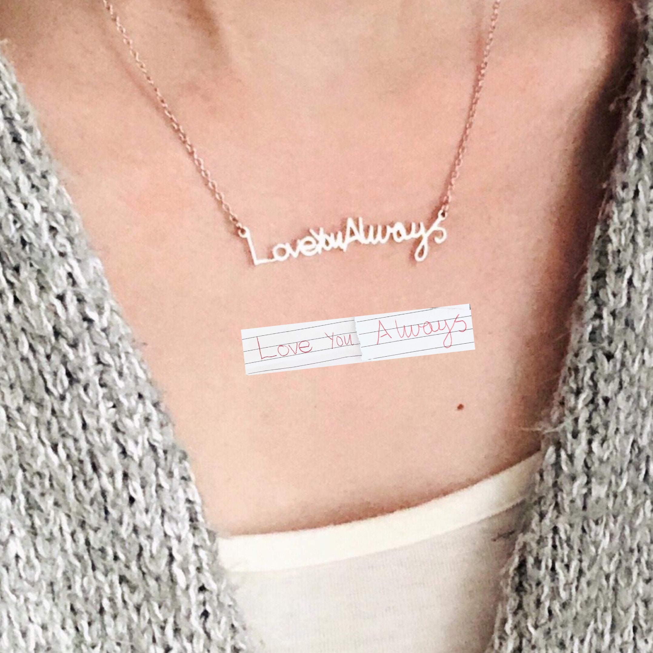 Actual Handwriting Necklace Handwritten Necklace Signature | Etsy