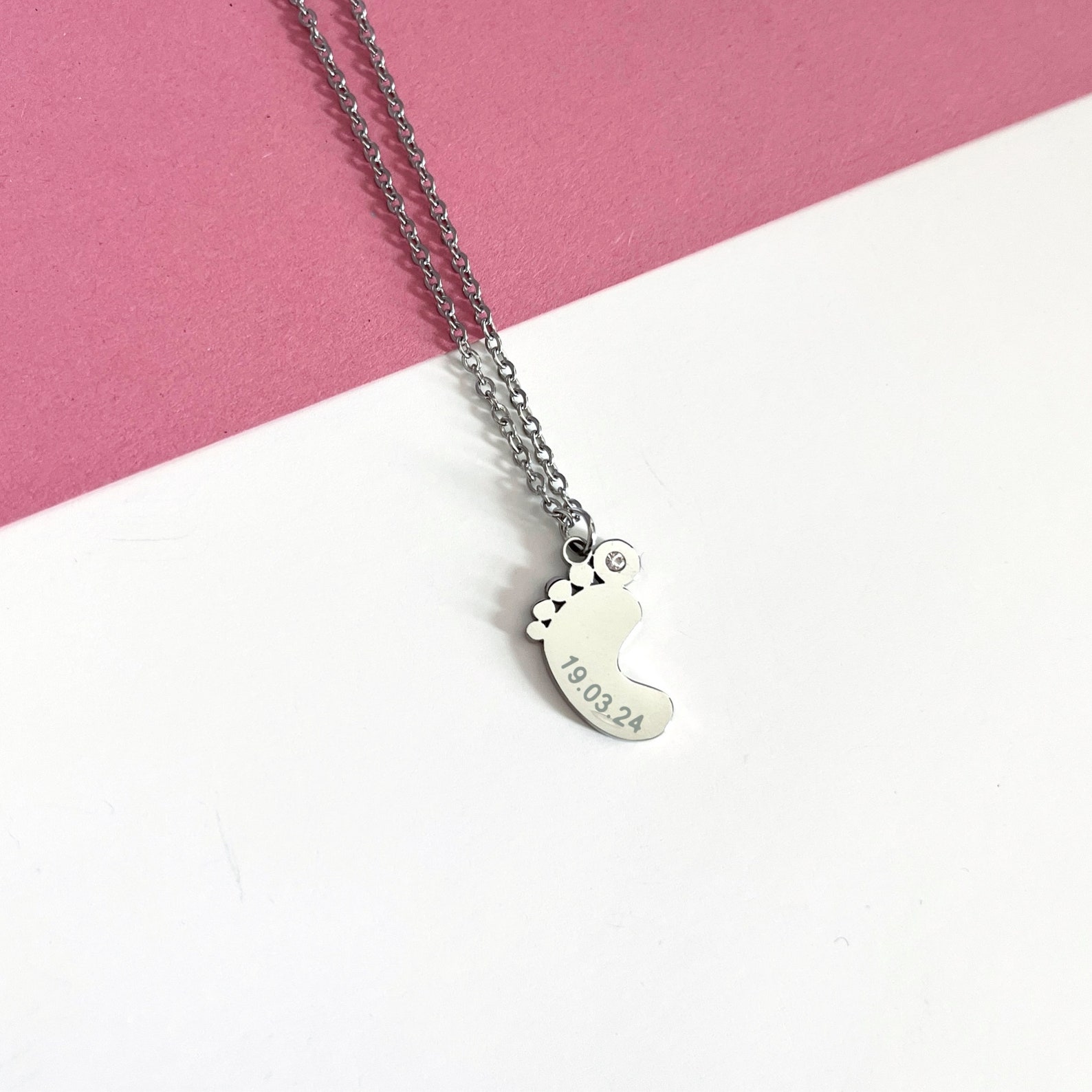 Custom Baby Feet Necklace, New Mother Necklace, Baby Name Necklace ...