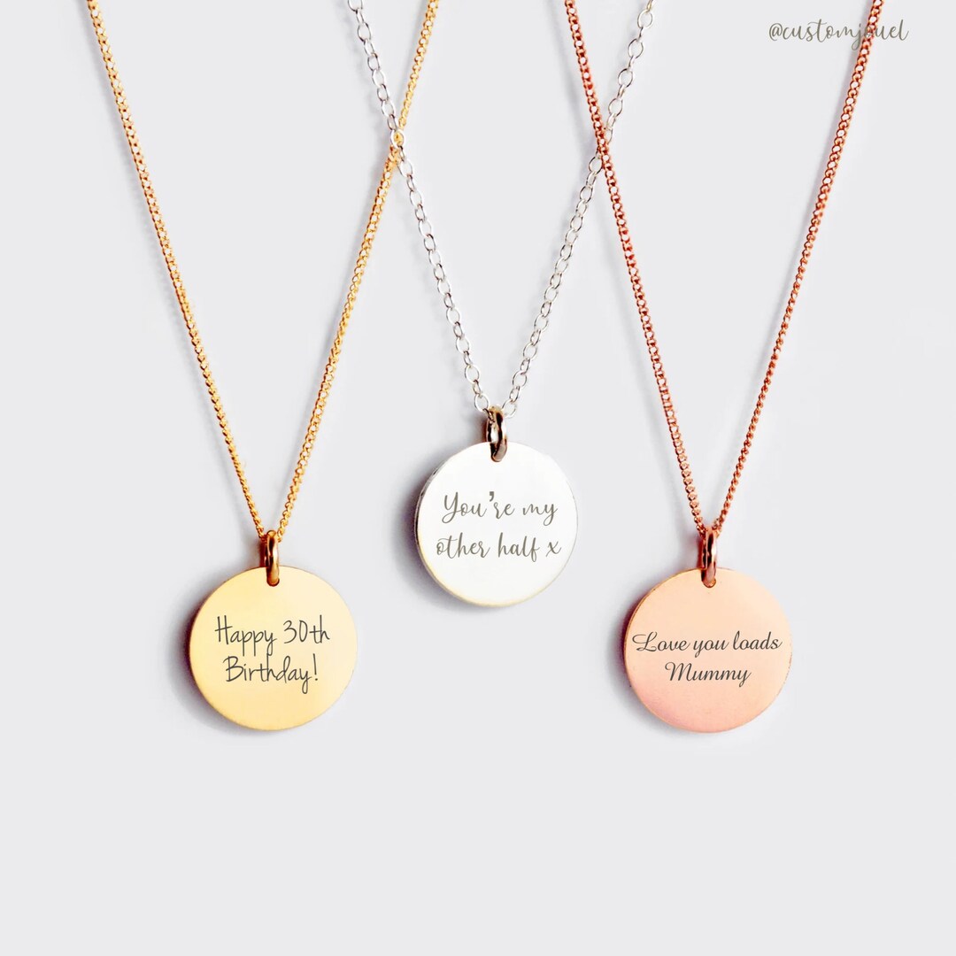 Custom Message Necklace Love Note Necklace Engraved Disc - Etsy