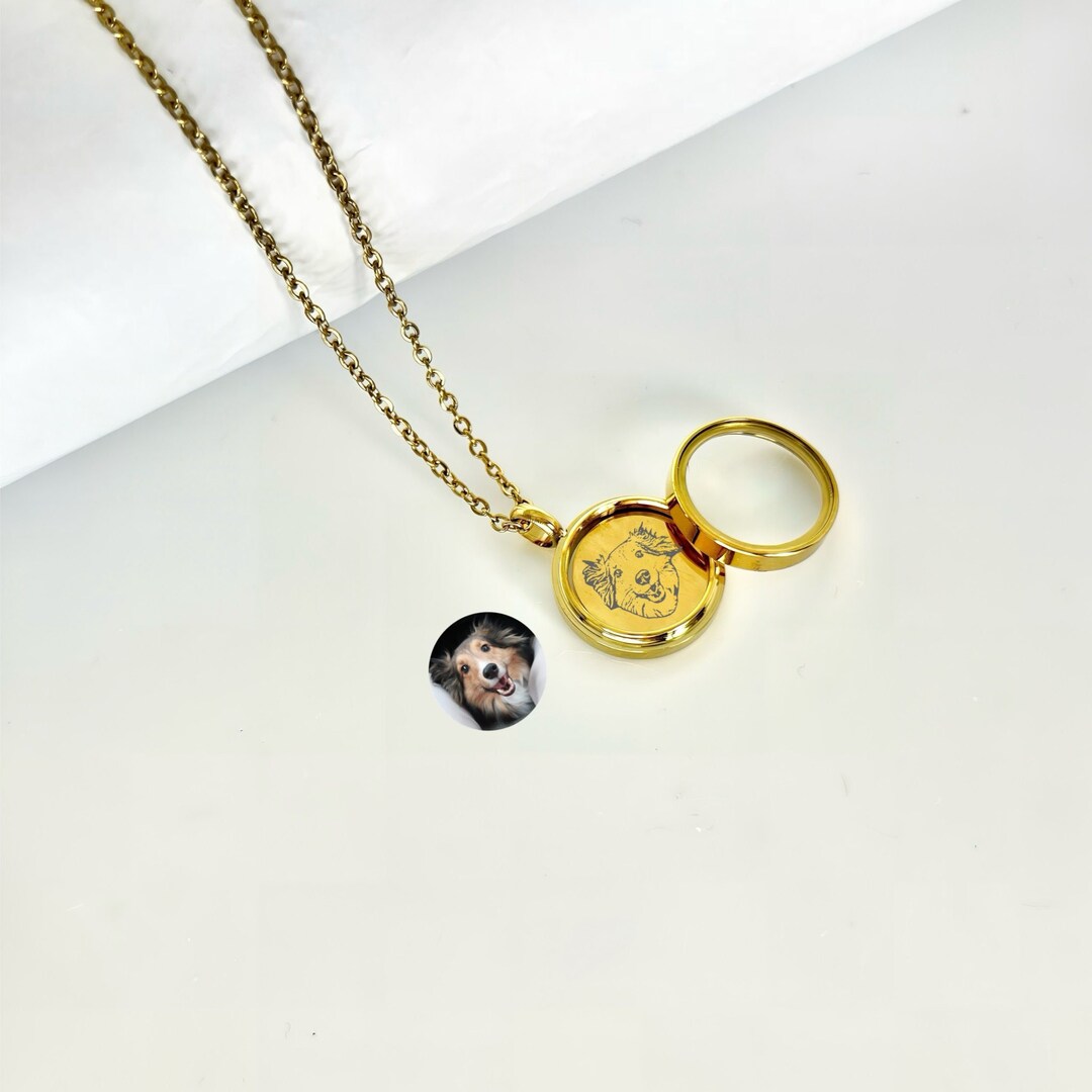 Custom Pet Portrait Necklace, Pet Hair Locket Necklace, Pet Fur ...