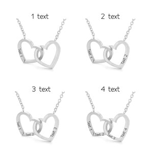 Engraved Double Heart Necklace, Custom Two Interlocking Hearts Necklace ...