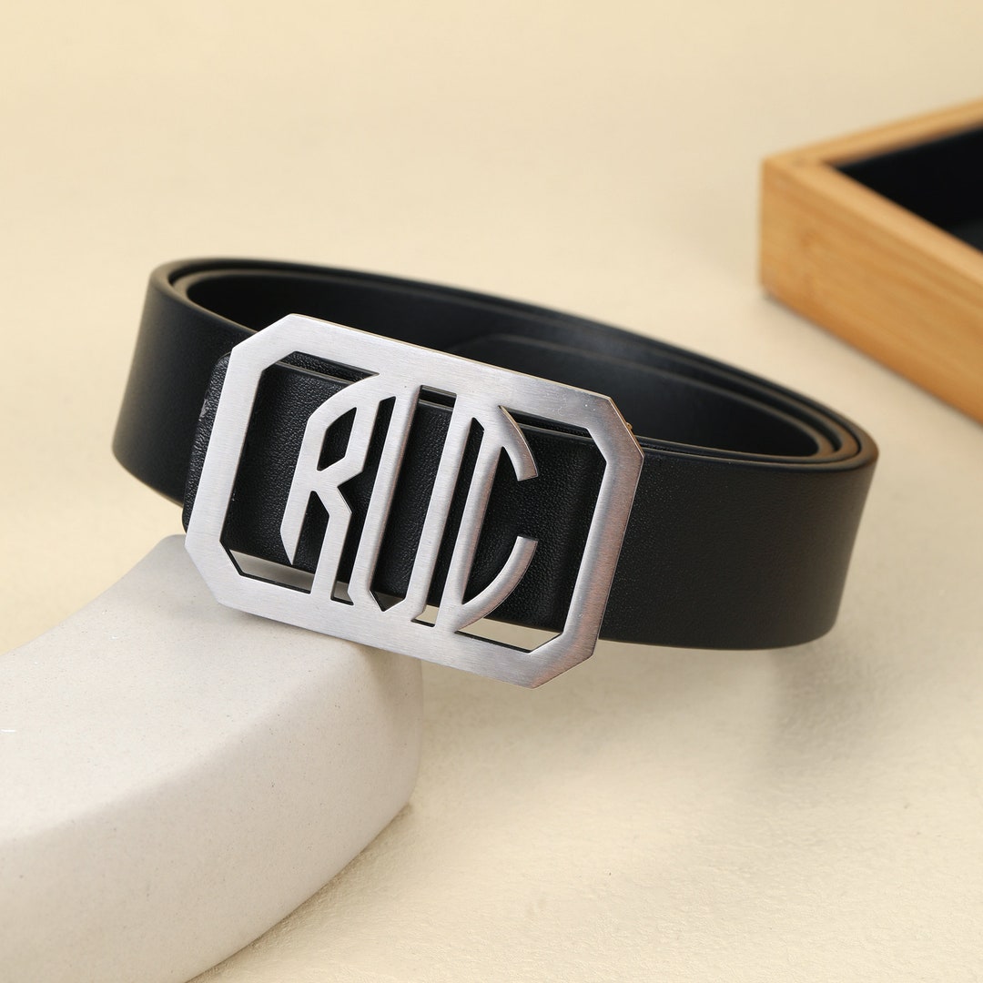 Initial Belt Buckle Silver, Custom Monogram Belt Buckle, Personalized ...