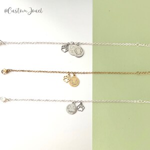 Engraved Dog Disc Bracelet With Paw Charm, Cute Dog Paw Charm Bracelet ...