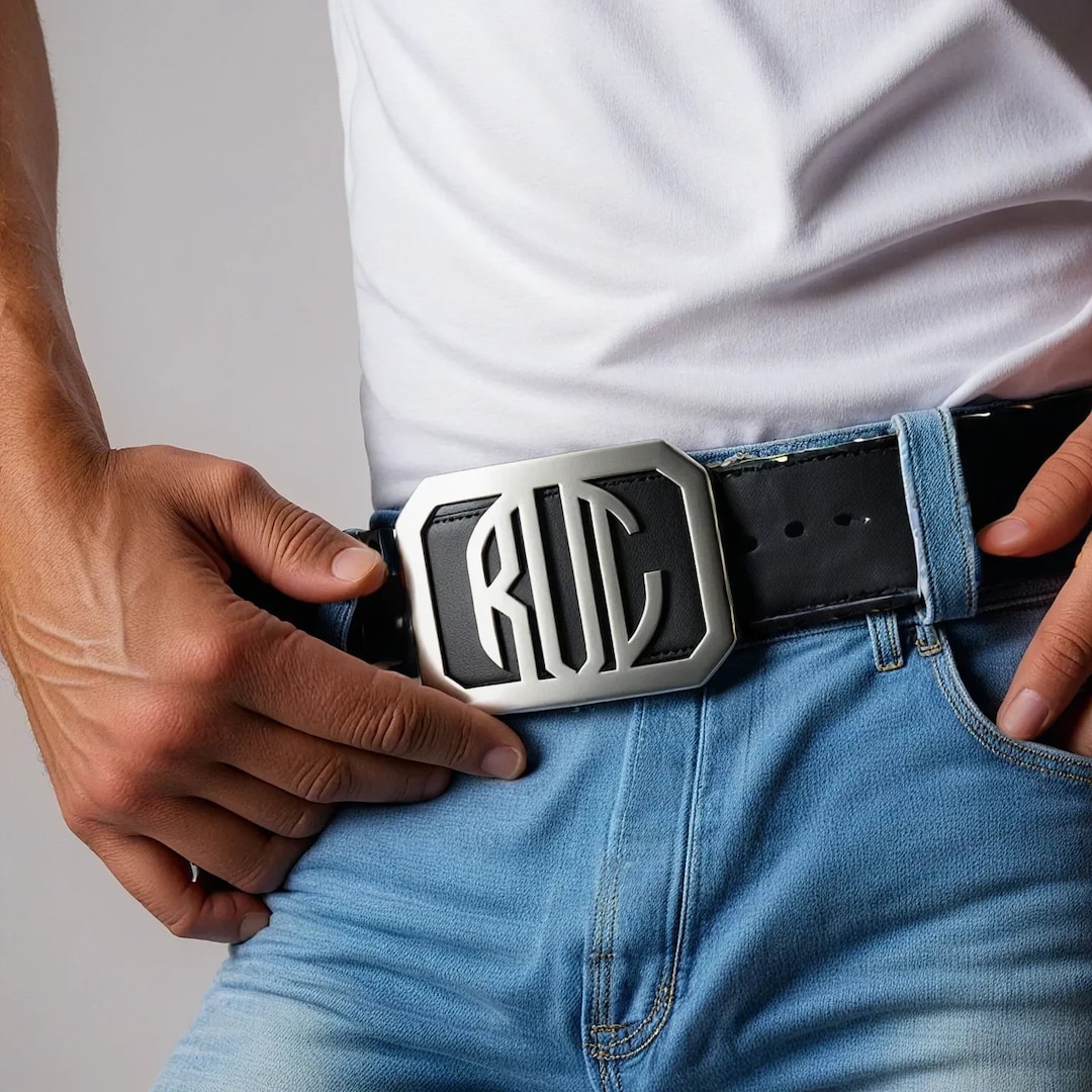Personalised Script Initials Buckle, Custom Monogram Belt Buckle ...