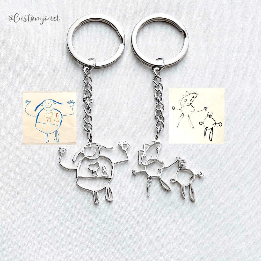 Kids Painting Keychain, Custom Drawing Keyring, Custom Logo Keychain ...
