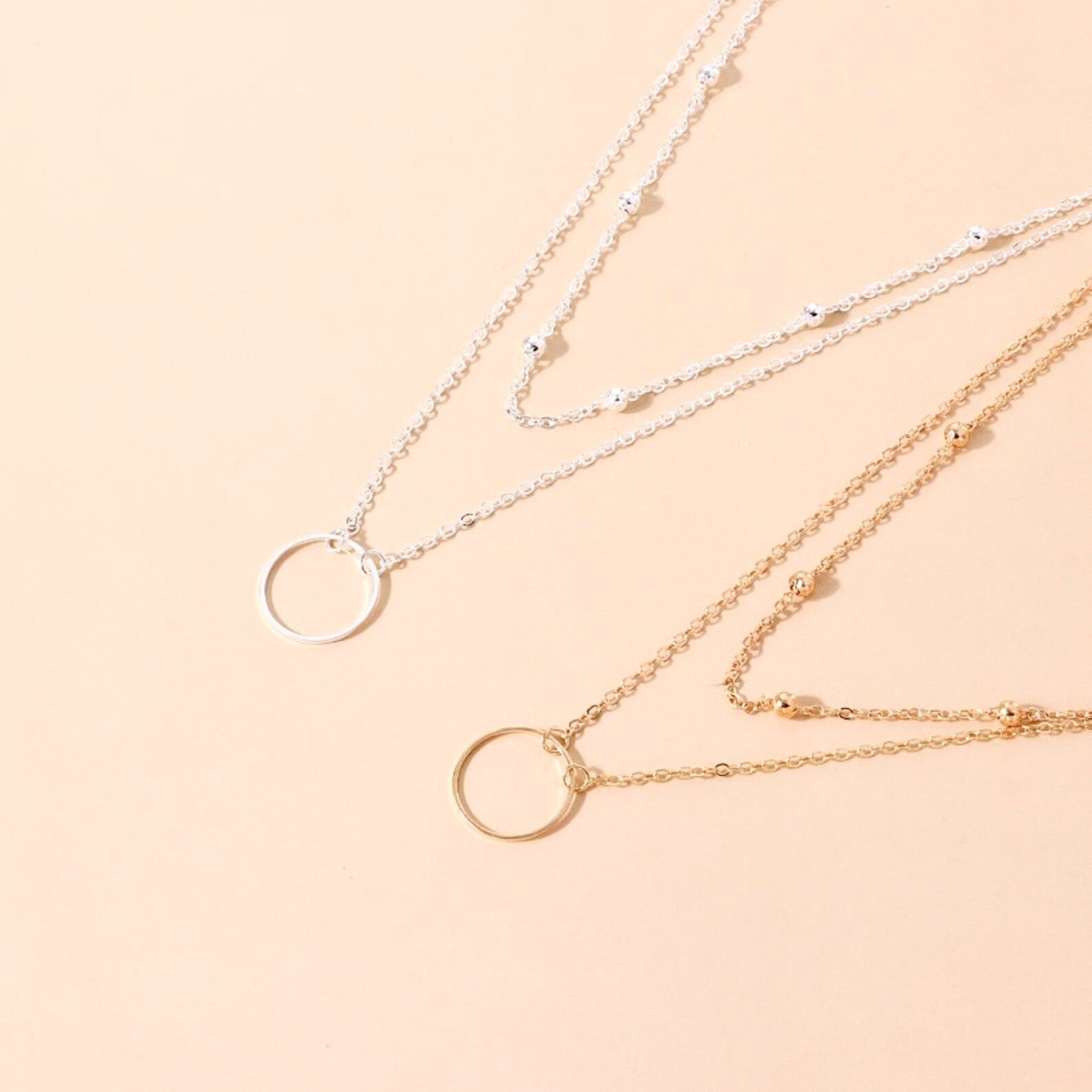 Double Strand Choker Double Layer Necklace Two Layer Short - Etsy