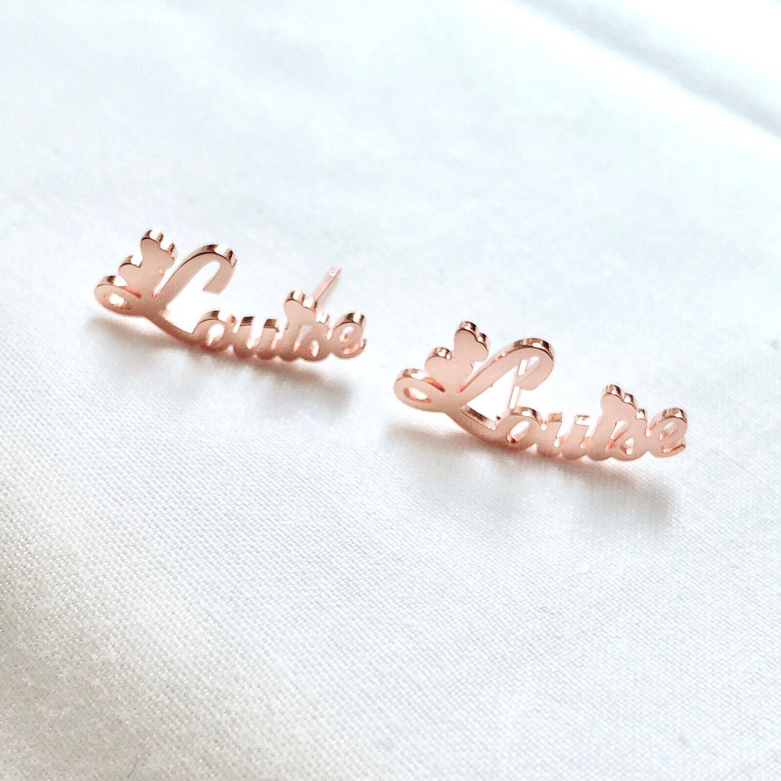 Custom Name Earrings Personalised Stud Earrings. Nameplate - Etsy UK