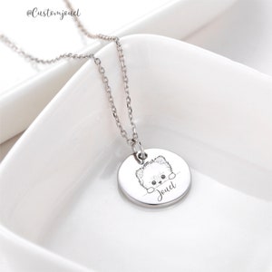 Custom Dog Face Necklace, Dog Breed Necklace, Cartoon Dog Peeking Face ...