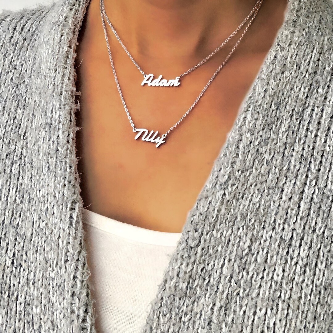 Double Name Pendant Necklace, Custom Name Layered Necklace, Double Name ...