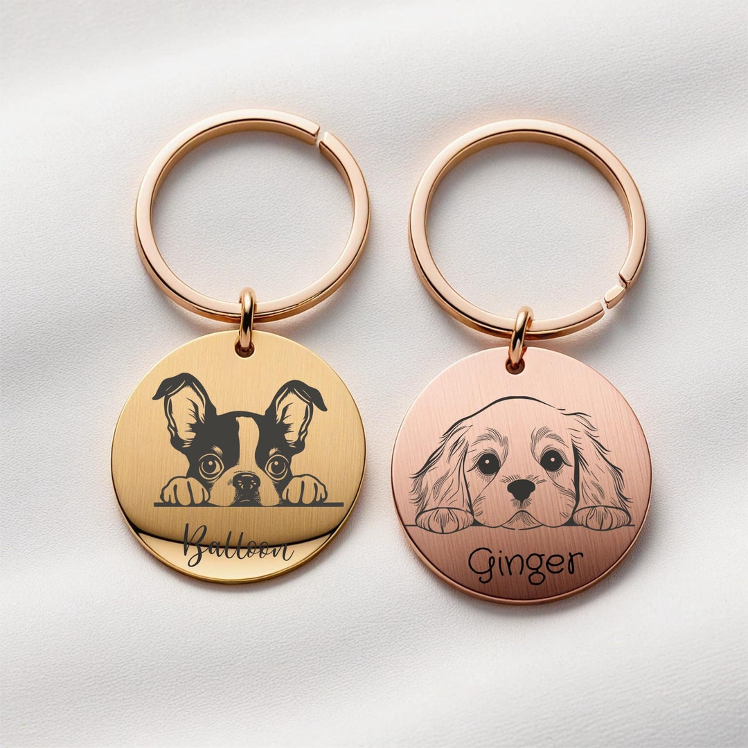 Custom Dog Breed Accessory, Dog Breed Face ID Tag, Engraved Dog Tag ...