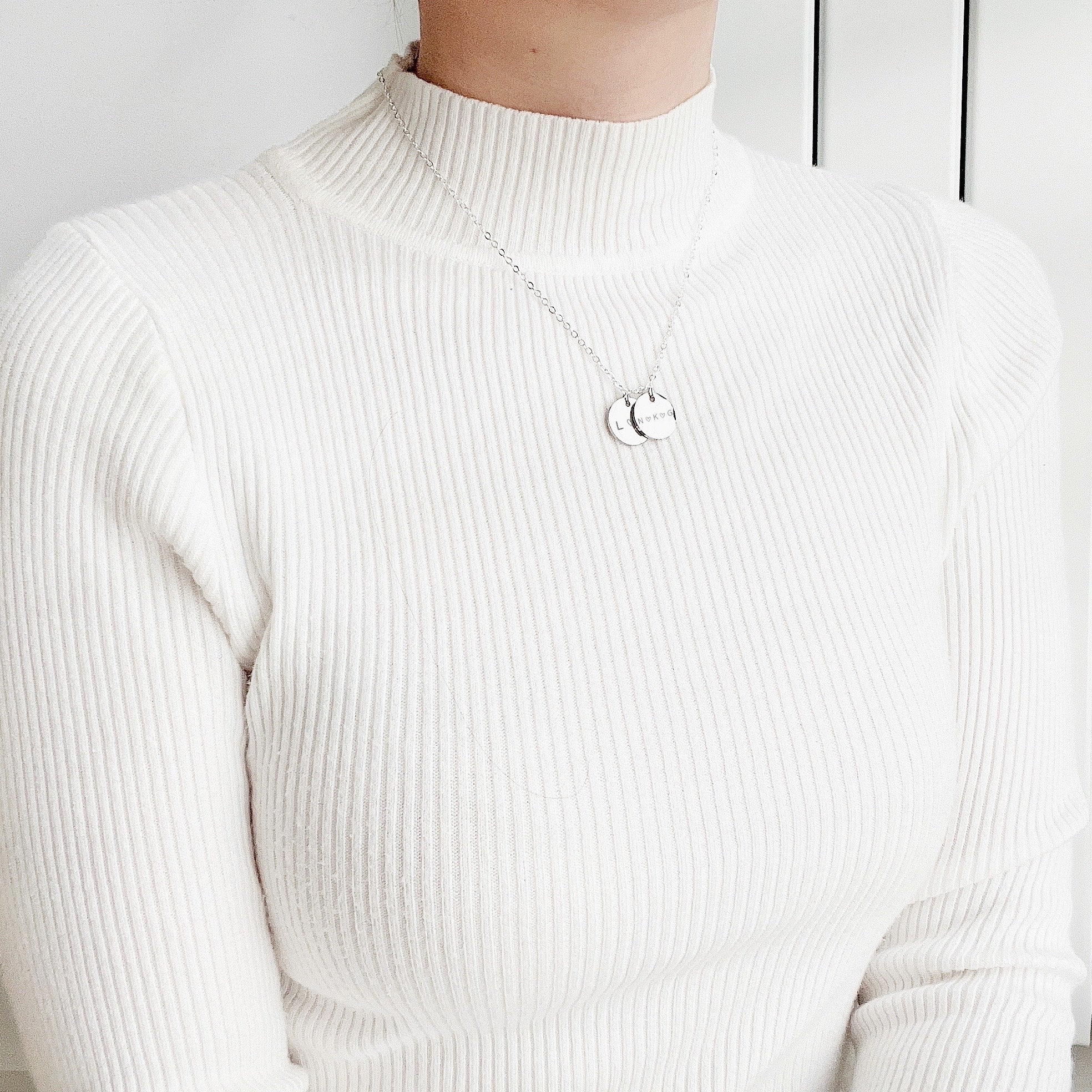 Engraved Letter Necklace Disc Initials Necklace Two Initial - Etsy