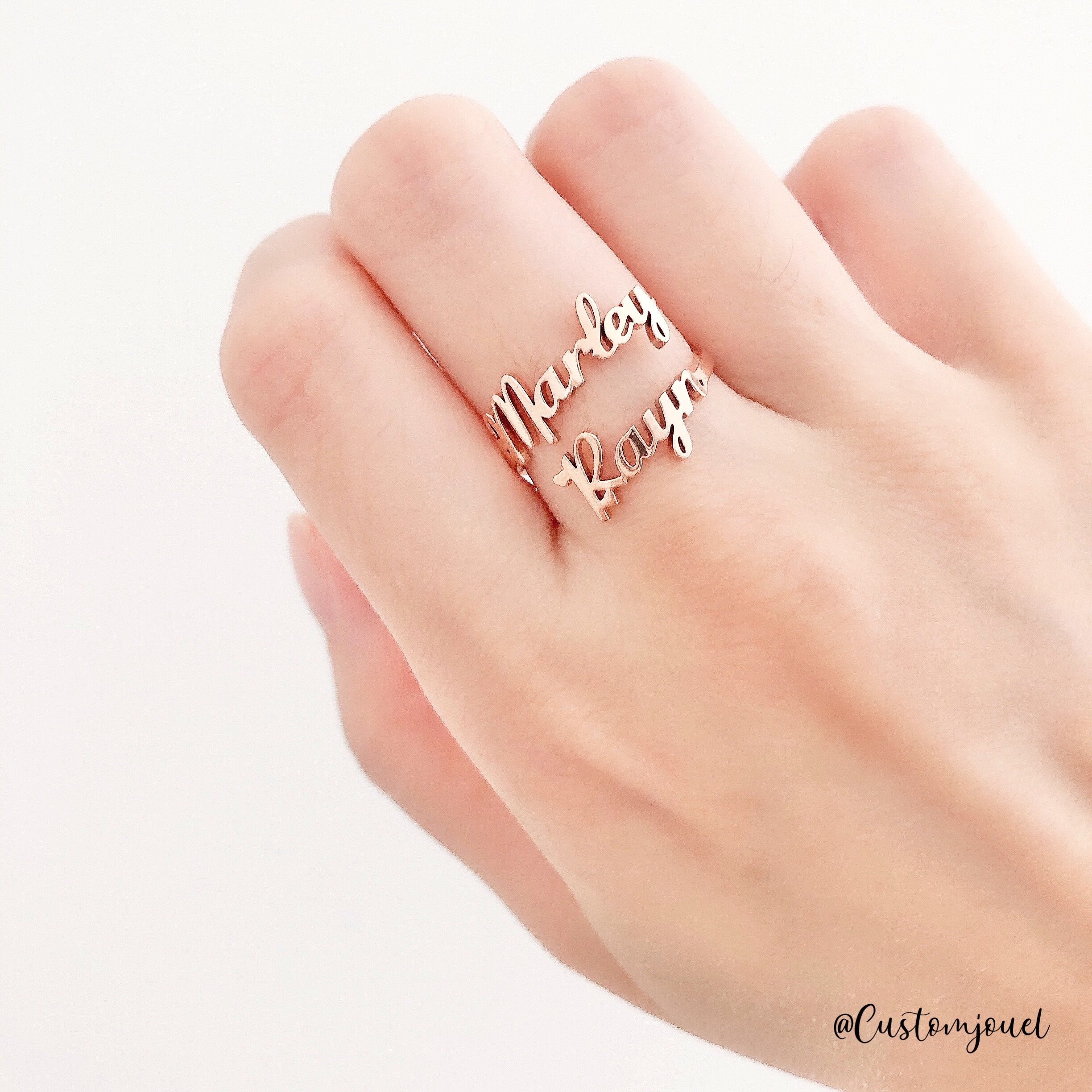 Double Name Ring, Two Name Ring, Custom Name Ring, Personalised Ring in ...