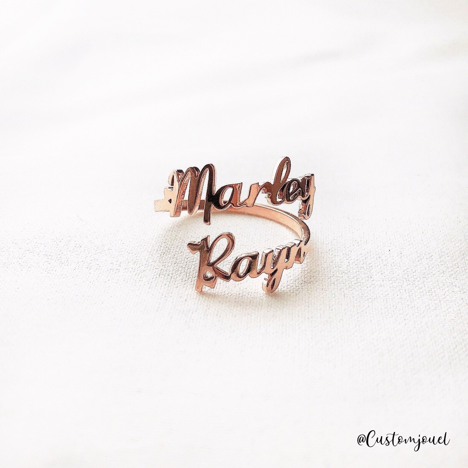 Double Name Ring, Two Name Ring, Custom Name Ring, Personalised Ring in ...
