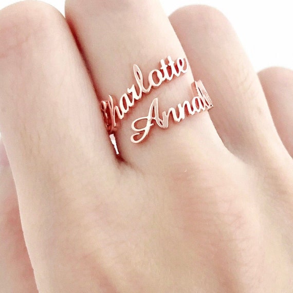 Two Name Ring Custom Name Ring Double Name Ring | Etsy