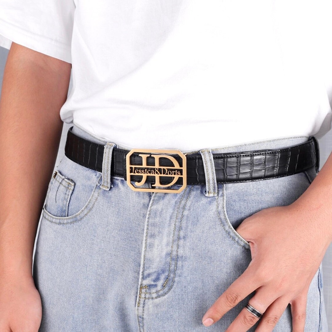 Two Initials Belt Buckle Unisex Belt Accessories Custom Belt - Etsy