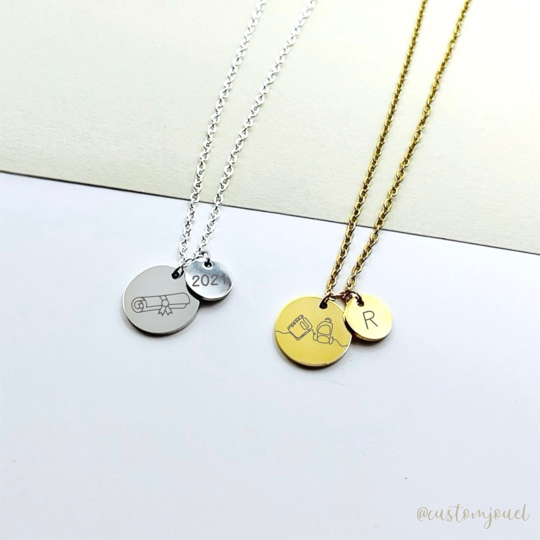 Custom School Cartoon Necklace, Personalised Students Necklace ...