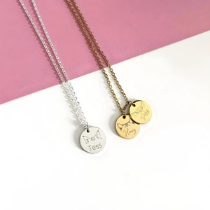 Personalised Cat Ears Necklace, Engraved Cat Necklace, Custom Cat ...