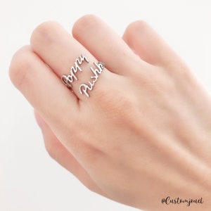 Double Name Ring, Two Name Ring, Custom Name Ring, Personalised Ring in ...