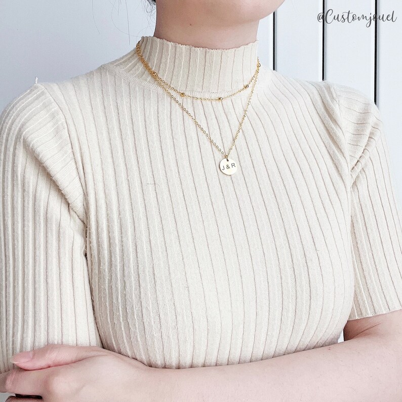 Engraved Layer Disc Necklace Double Strand Name Disc - Etsy
