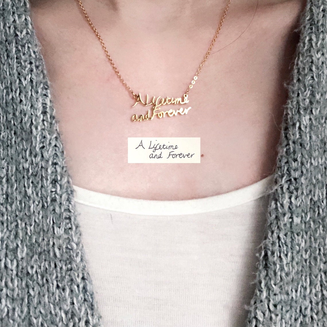 Actual Handwriting Necklace Handwritten Necklace Signature | Etsy
