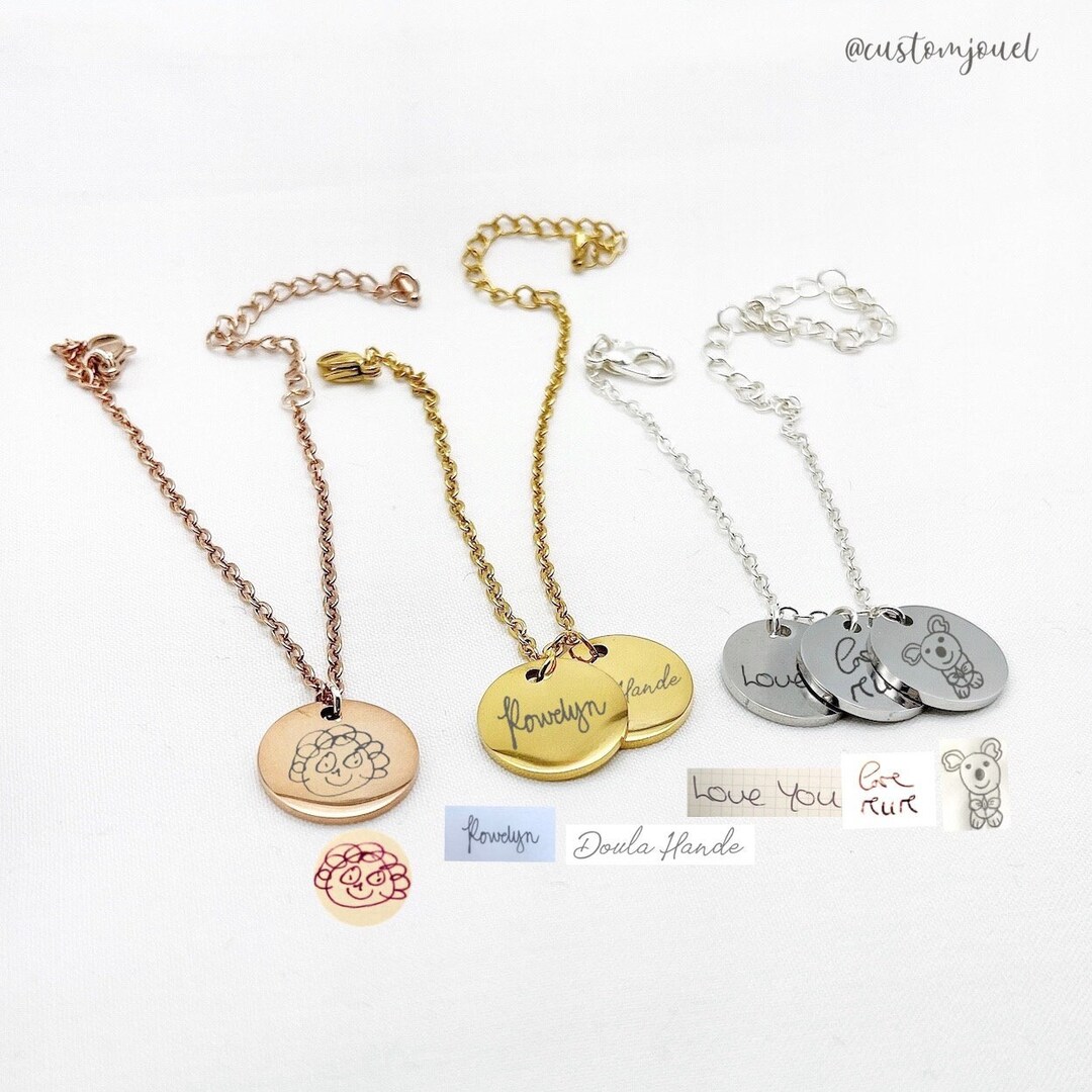 Handwriting Bracelet, Handwritten Disc Bracelet, Writing Jewellery ...