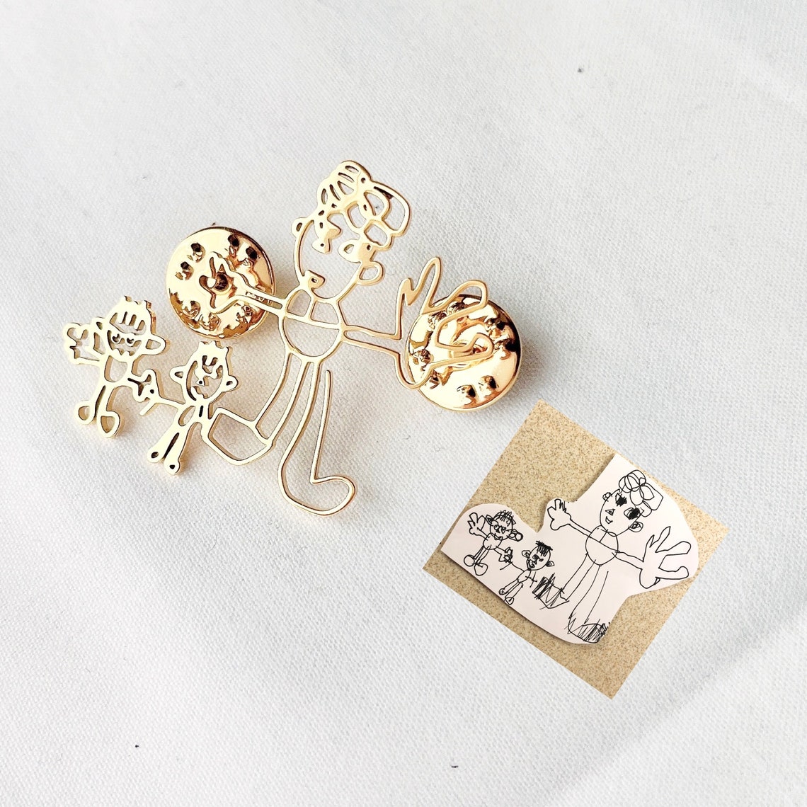 Kids Drawing Brooch Handwriting Brooch Personalized Logo - Etsy UK