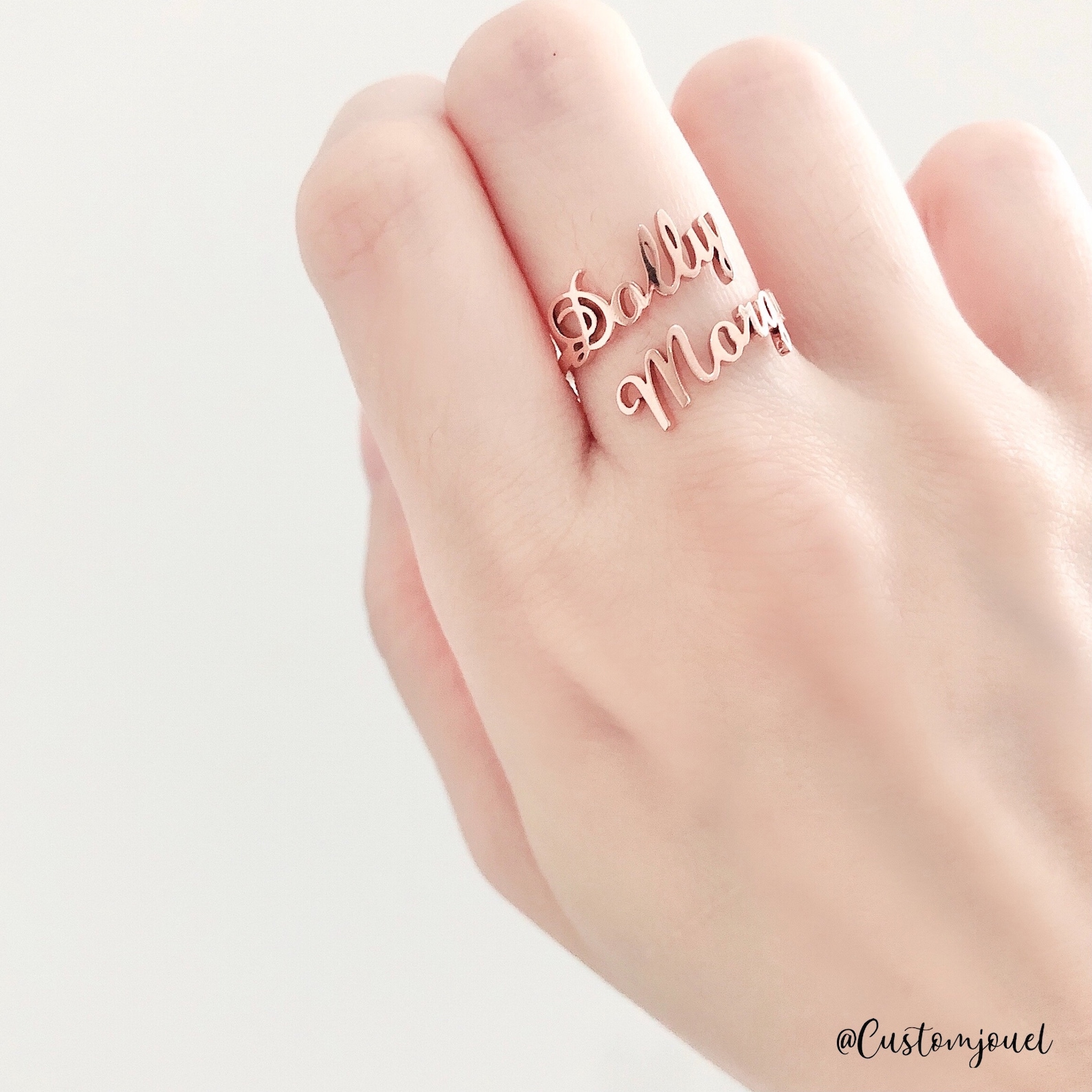 Double Name Ring Platinum Silver Two Name Ring 18k Gold - Etsy UK