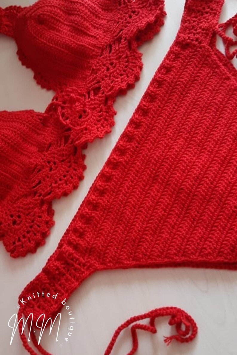 High Waist Bikini High Waisted Crochet Bikini Set Lace-up Handmade ...