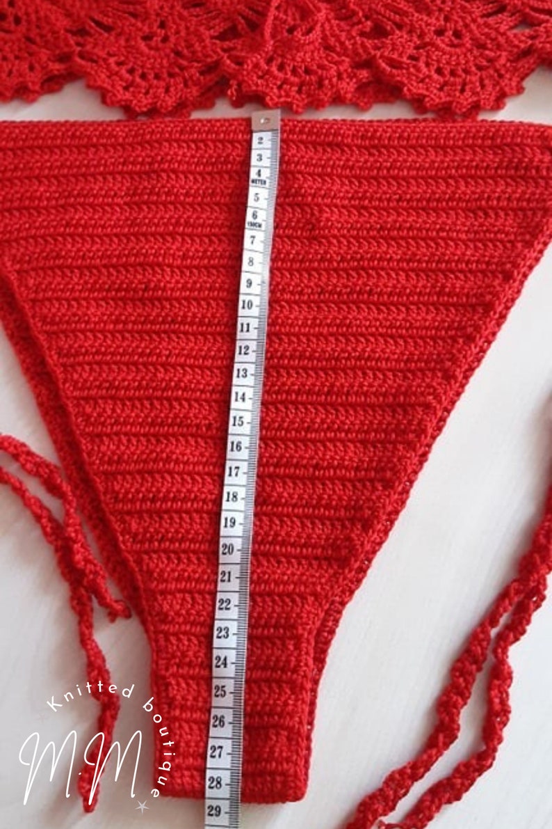 High Waist Bikini High Waisted Crochet Bikini Set Lace-up Handmade ...