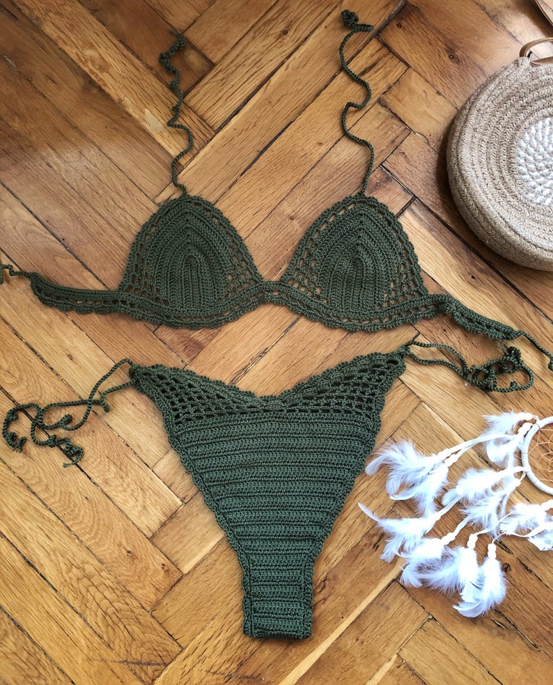 Crochet Bikini Set: Handmade Microfiber Acrylic Swimsuit - Etsy