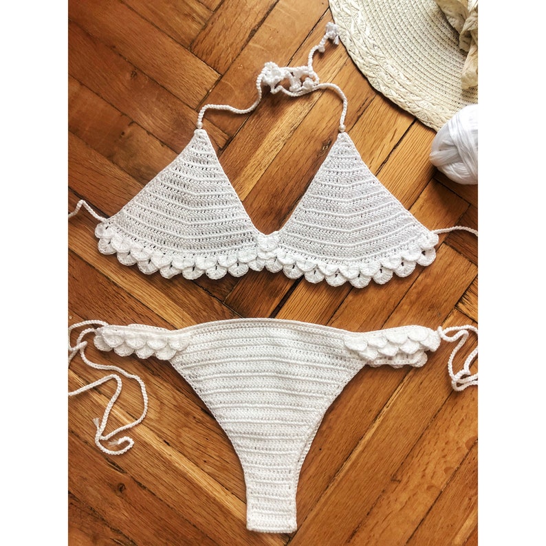 Crochet Bikini Set Sexy Set Knitted Swimsuit Brazilian Bottom