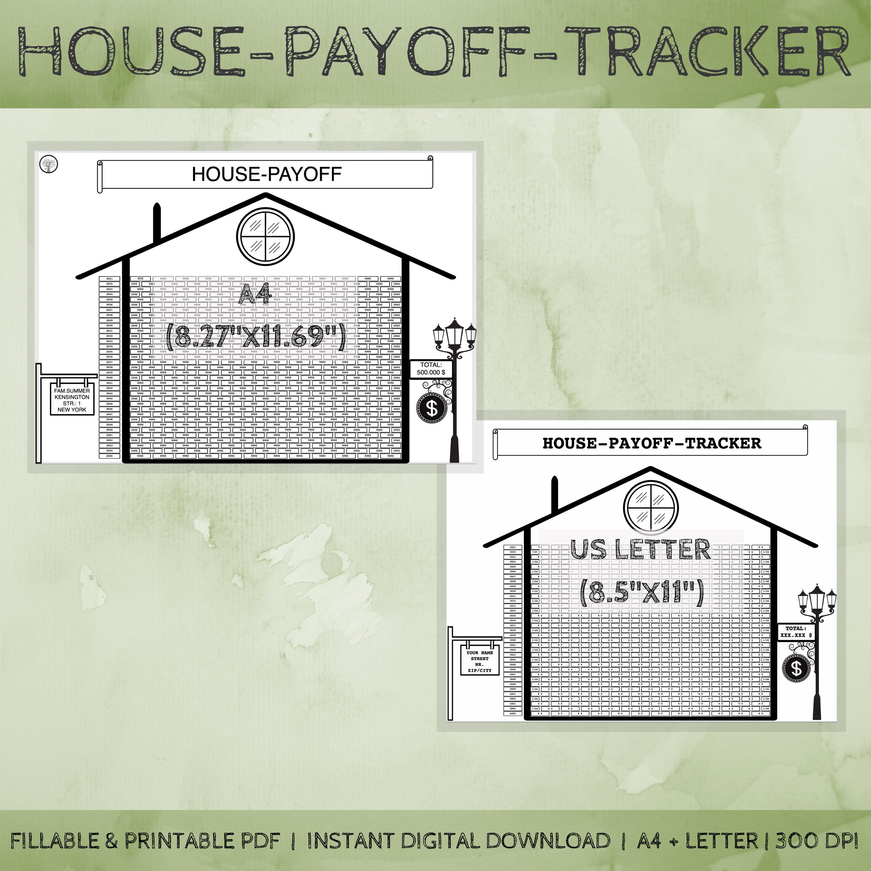 HOUSE PAYOFF TRACKER A4 / Letter Size Fillable Pdf File - Etsy