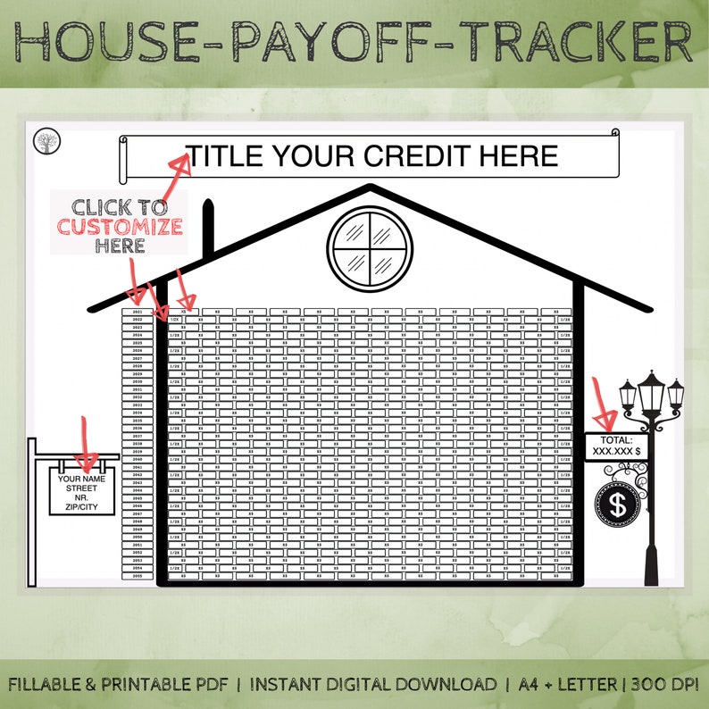 HOUSE PAYOFF TRACKER A4 / Letter Size Fillable Pdf File - Etsy